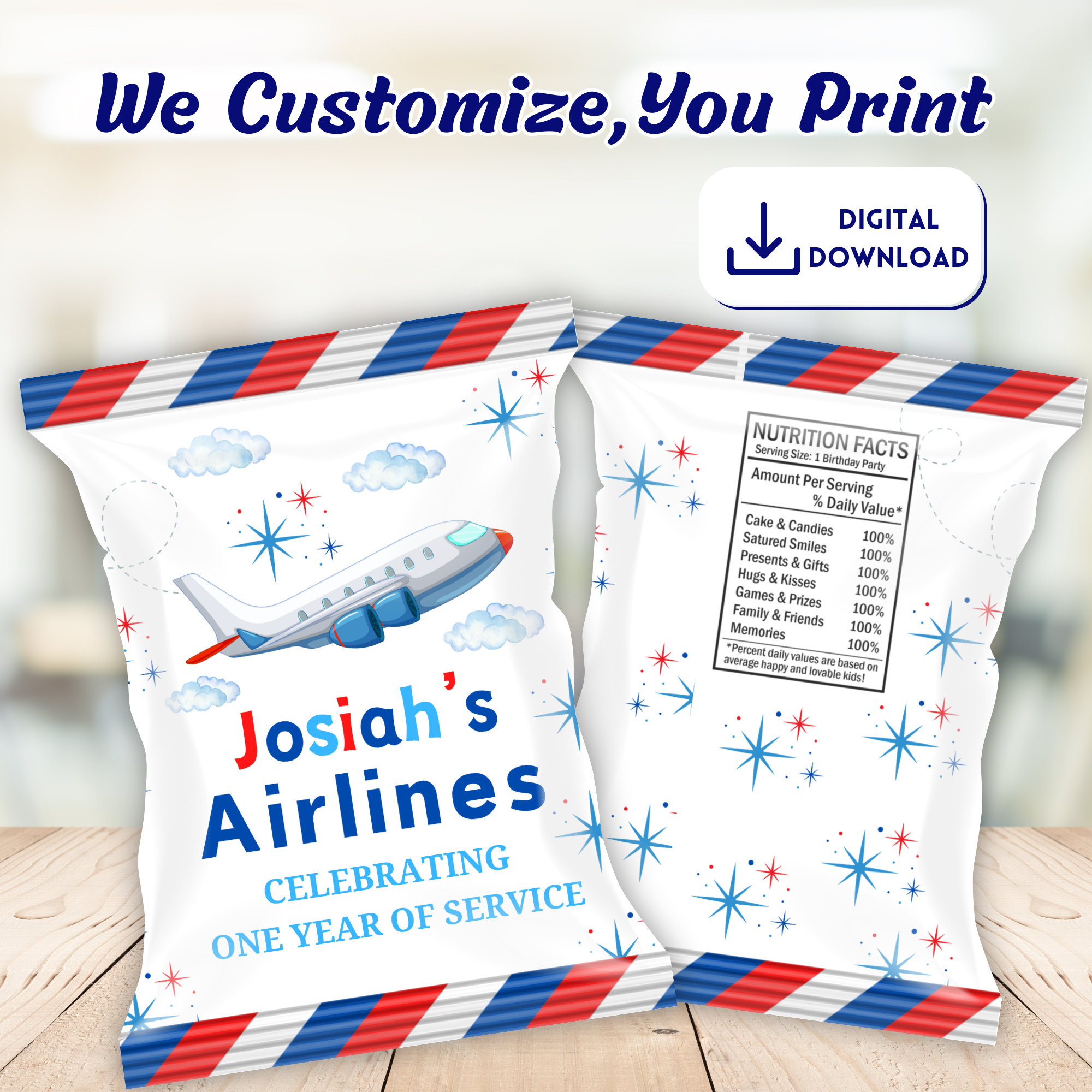 Airplane Chip Bag Template, Airplane Chip Bag Labels, Airplane Party ...