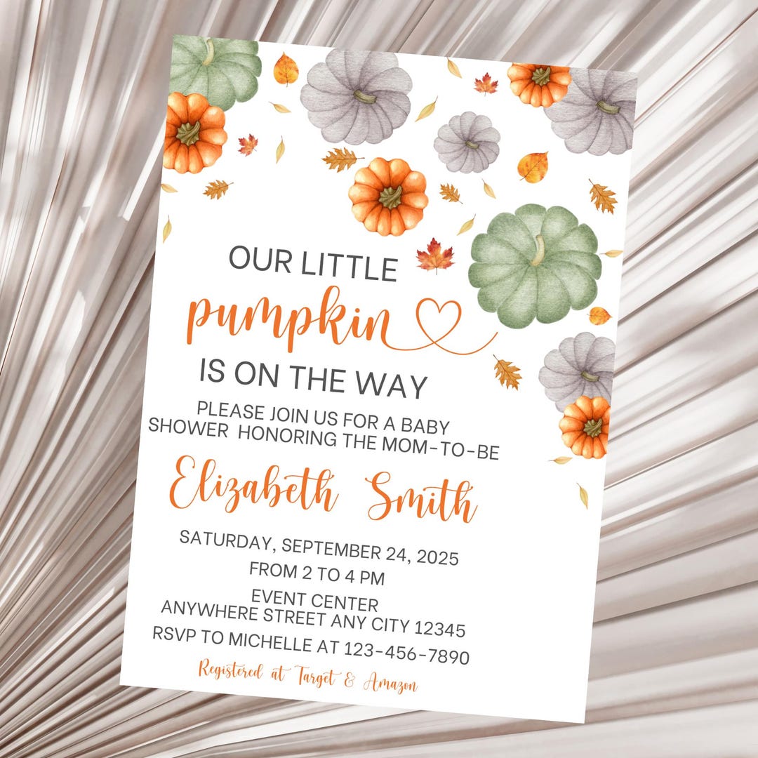 Pumpkin Baby Shower Invitation, Little Pumpkin Baby Shower Invite, Fall ...