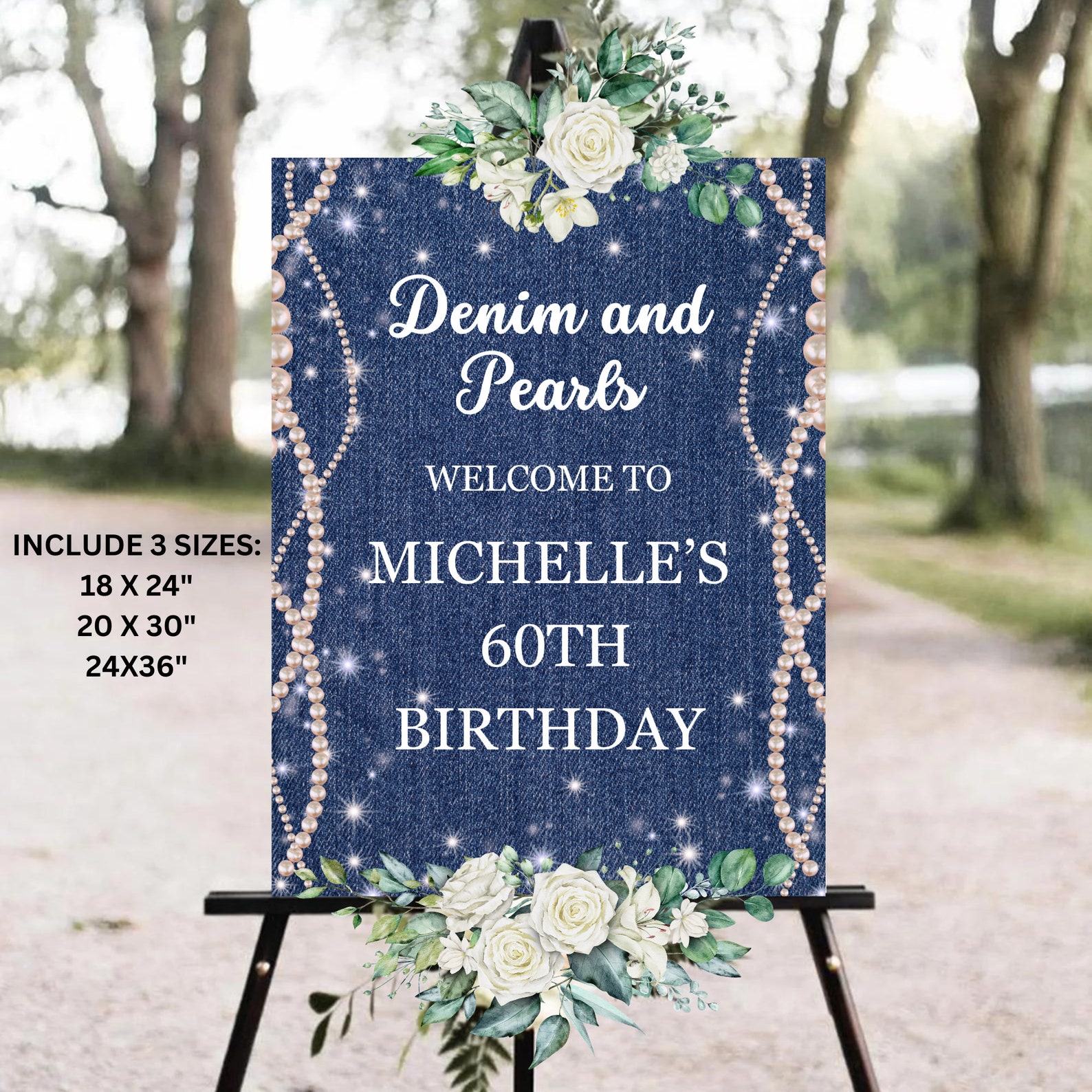 Editable Denim and Pearls Welcome Sign, Denim & Pearls Welcome Board ...