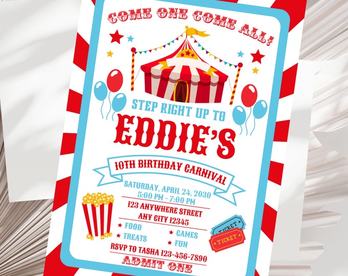 CIRCUS Graduation Invitation Carnival Invitation-prom Graduation Party ...