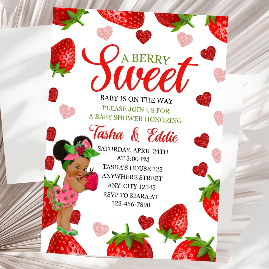 Strawberry Baby Shower Invitation,berry Sweet Baby Shower Decor,berry ...