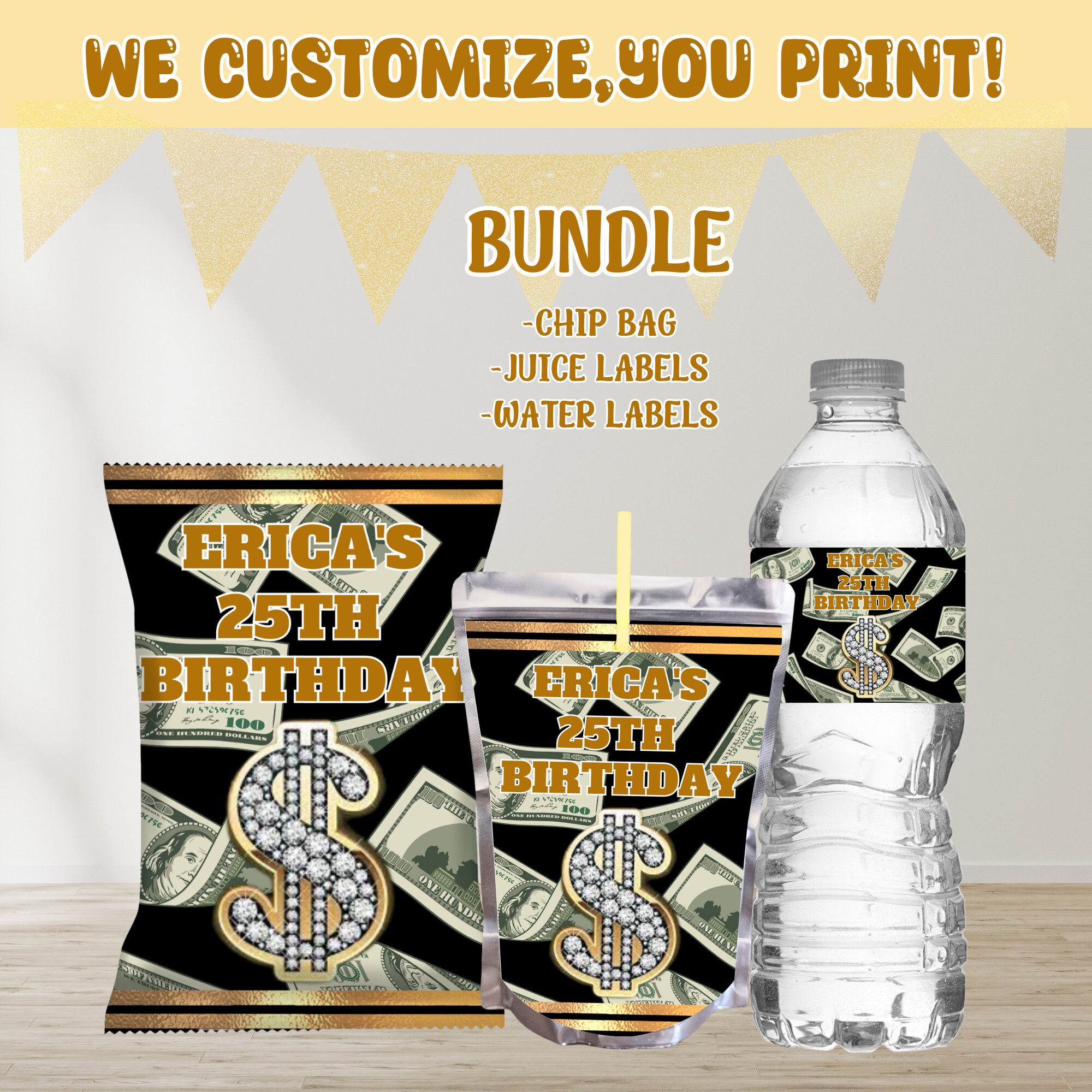 Chip Bag for Adult Money Theme Chip Bag Party Favor Birthday Favor Gift ...