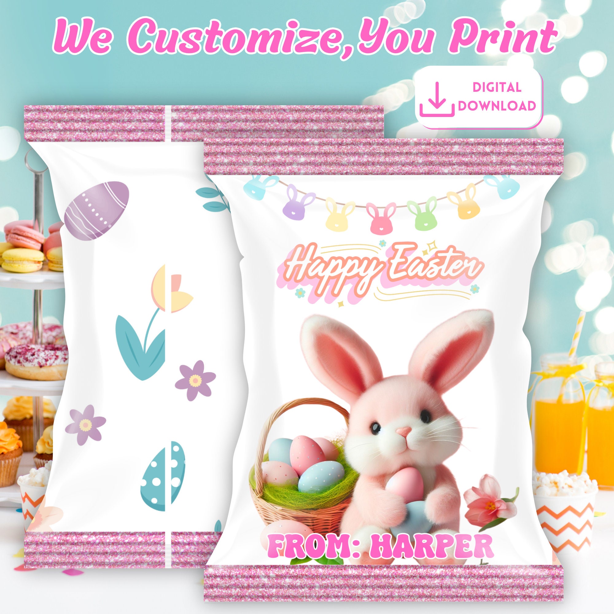 Easter Chip Bag for Easter Basket Easter Table Decor Idea Eastertime ...