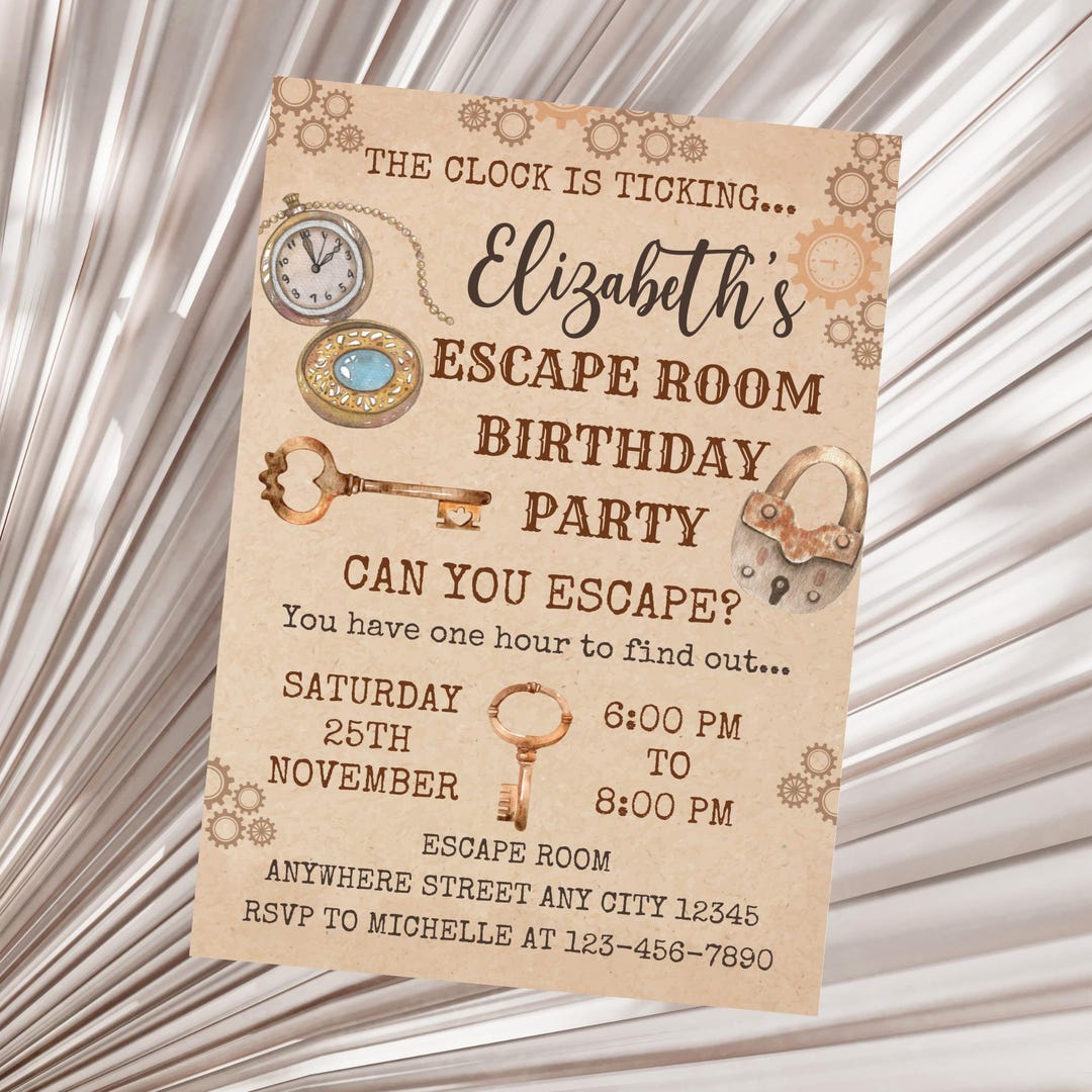 Escape Room Invitation, Editable Escape Room Birthday Invitation ...