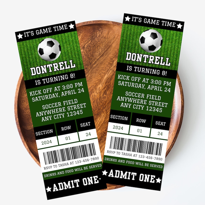 Editable Soccer Ticket Birthday Invitation,footballball Birthday ...