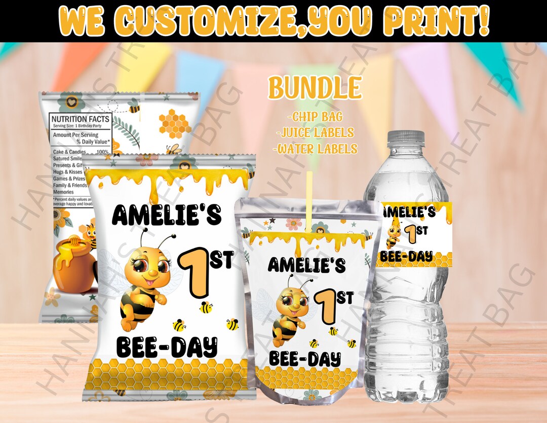 Bee Theme Chip Bag for Birthday Party Chip Bag, Camping Birthday Favor ...