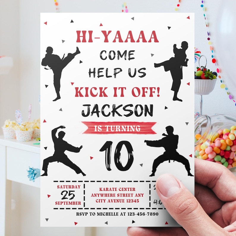 Editable Karate Birthday Invitation, Taekwondo Party Invitation, Karate ...