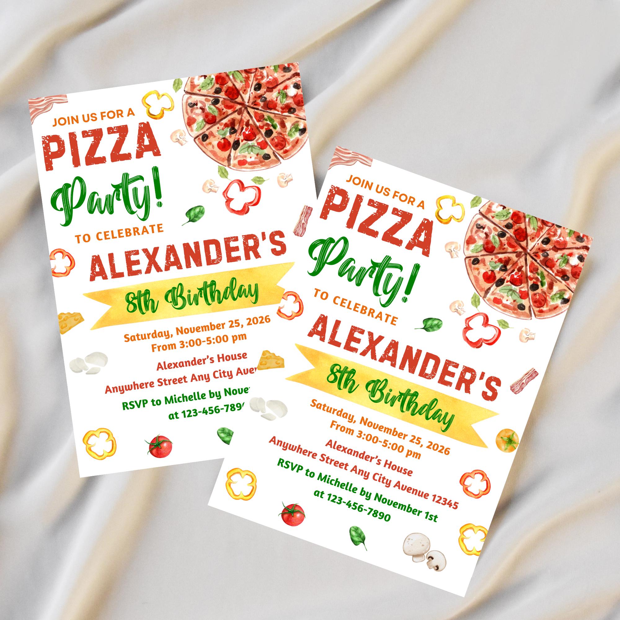 Editable Pizza Party Birthday Invitation, Pizza Making Invitation ...