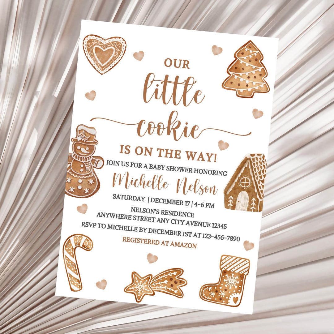 Editable A Little Cookie Baby Shower Invitation, Gingerbread Baby ...