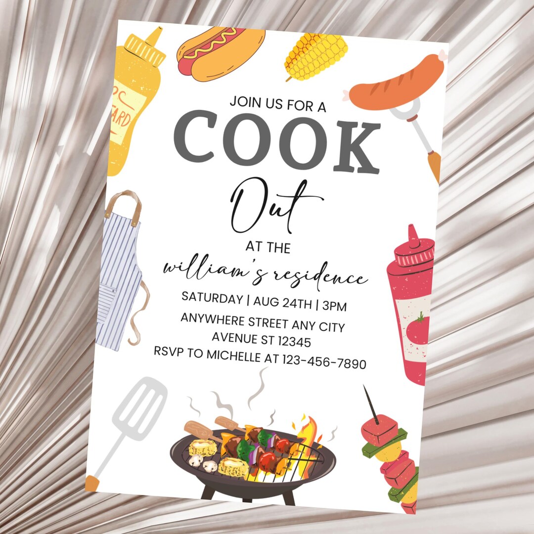 Editable Cookout Party Invitation, Grill and Chill Invitation, Adult ...