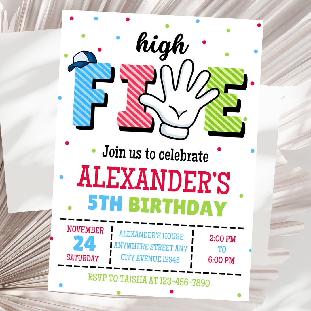 Editable High Five Birthday Invitation,hi Five Invite Template, Boys ...