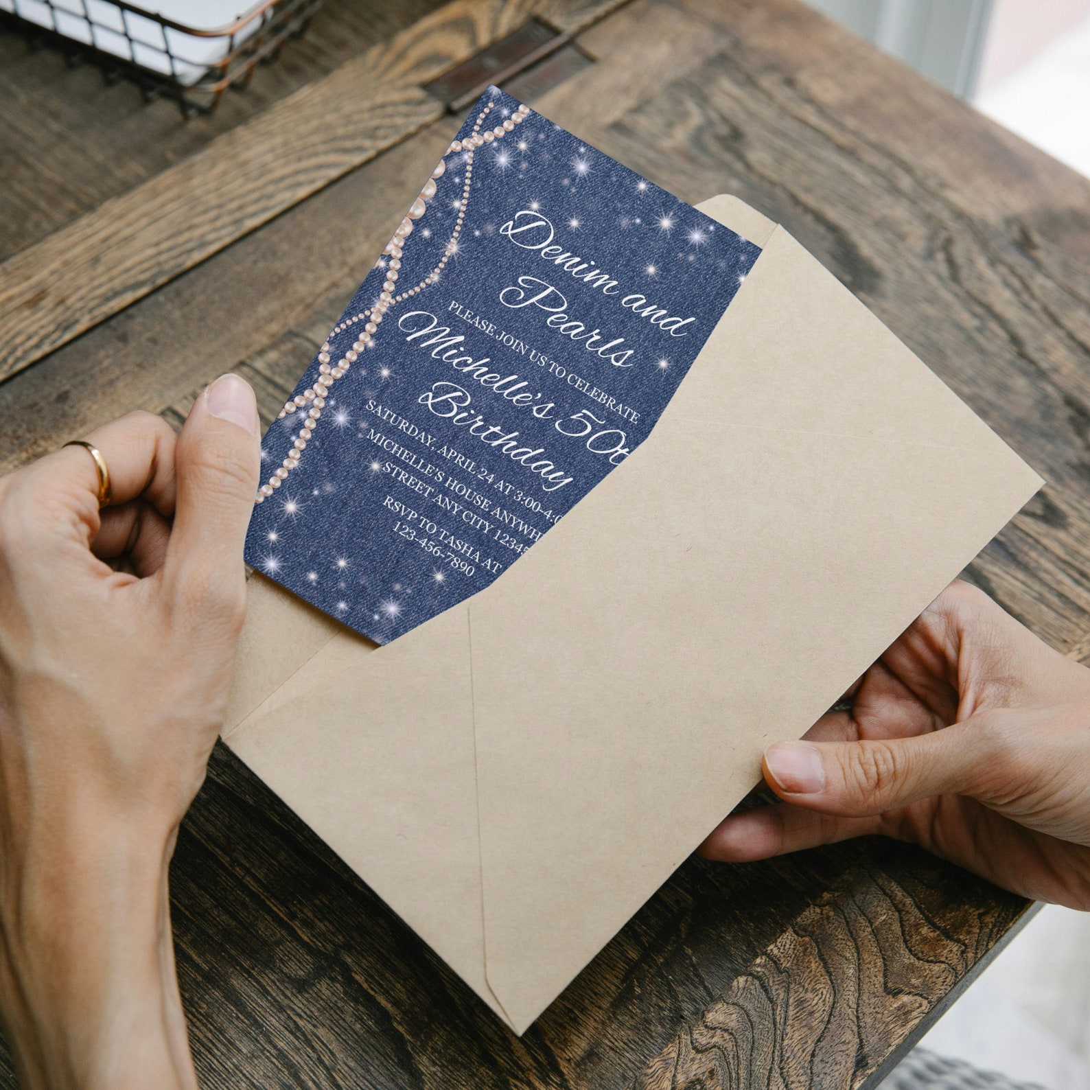 Denim and Pearls Birthday Invitation Template Editable Denim Birthday ...