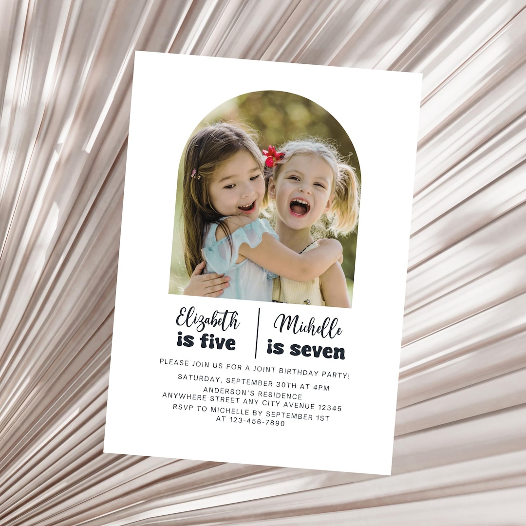 Editable Joint Birthday Invitation, Modern Joint Birthday Party Invite ...