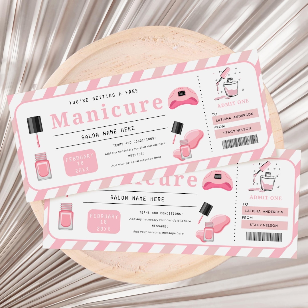 Spa Salon Ticket Gift Voucher, Mani Pedi Gift Certificate, Spa Day ...