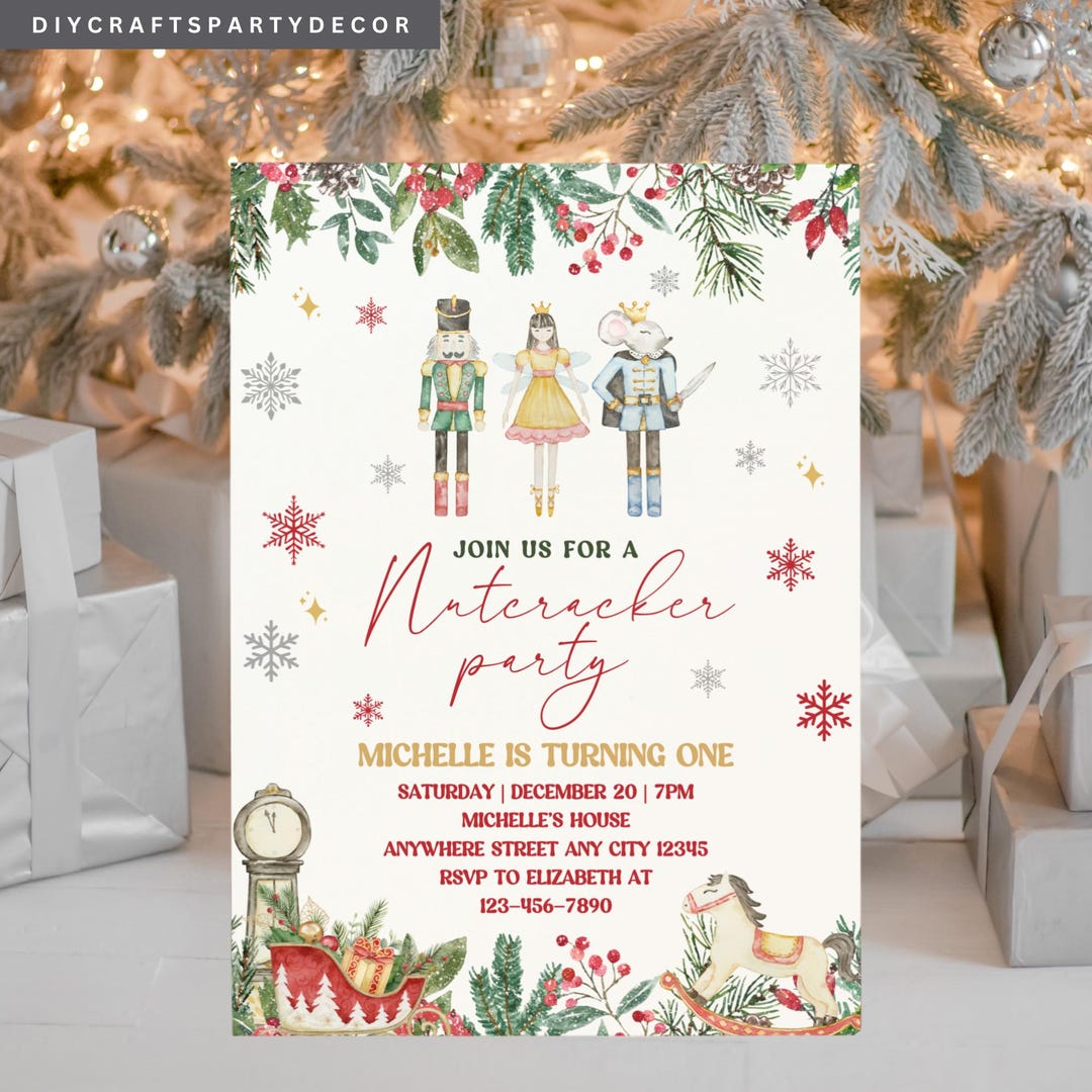 Editable Nutcracker Christmas Party Invitation, Christmas Party Invite ...