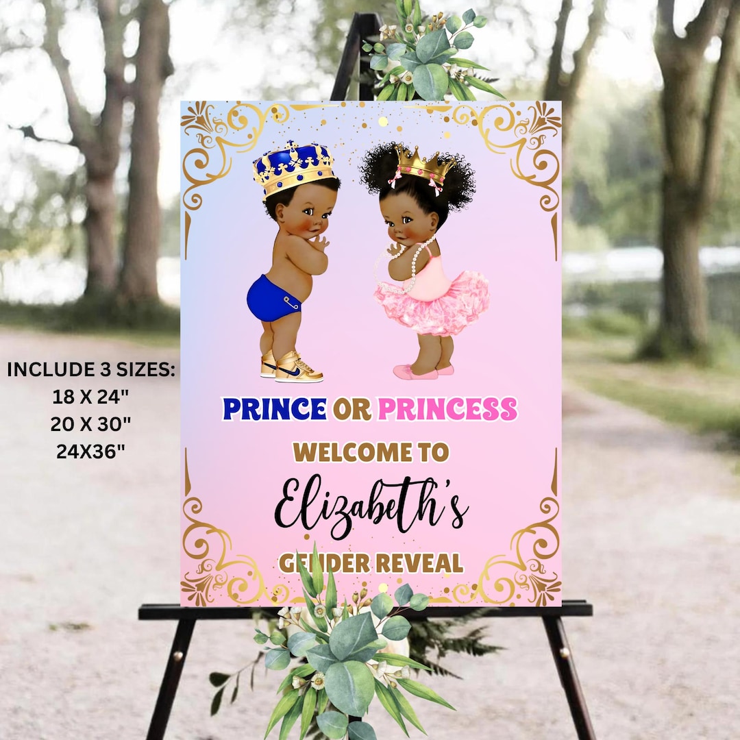 Prince or Princess Baby Shower Welcome Sign Afro Prince and Princess ...