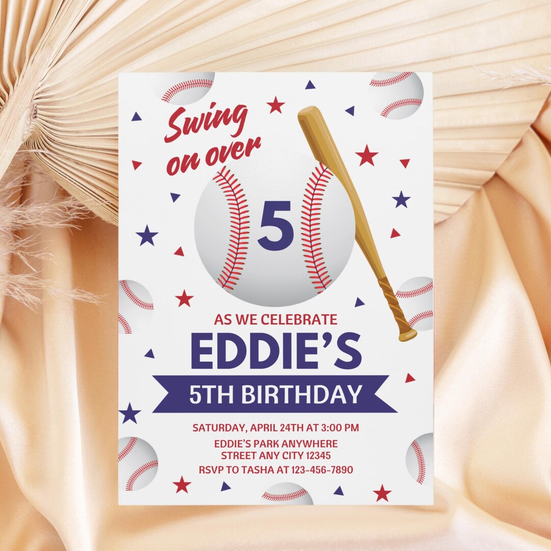 Editable Baseball Birthday Invitation Template, Sport Birthday ...