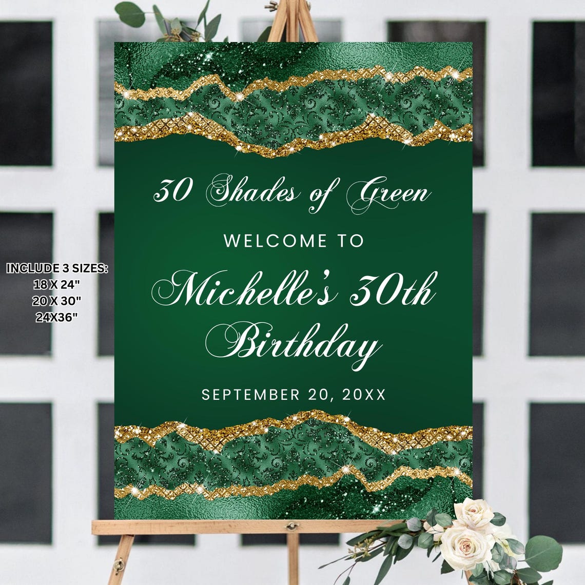 Shades of Green Welcome Sign, Shades of Green Birthday Sign, Adult ...