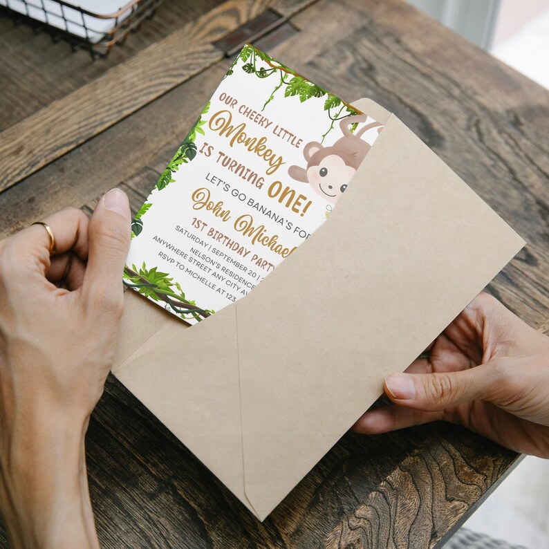 Monkey Birthday Invitation, Jungle Monkey Birthday Party Invite, Jungle ...