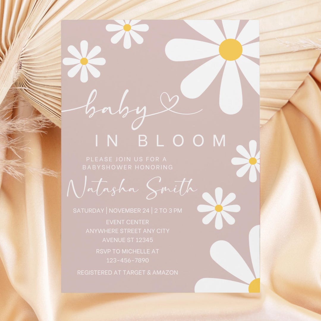 Daisy Baby Shower Invitation, Baby in Bloom Daisy Baby Shower Invite ...