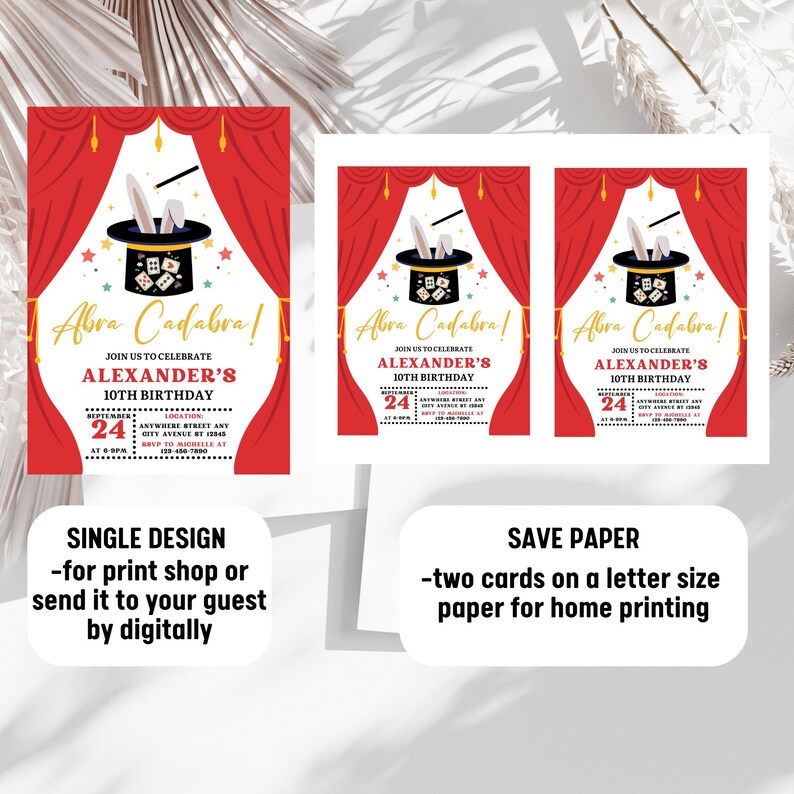 Editable Magic Show Birthday Invitation, Circus Birthday Party ...