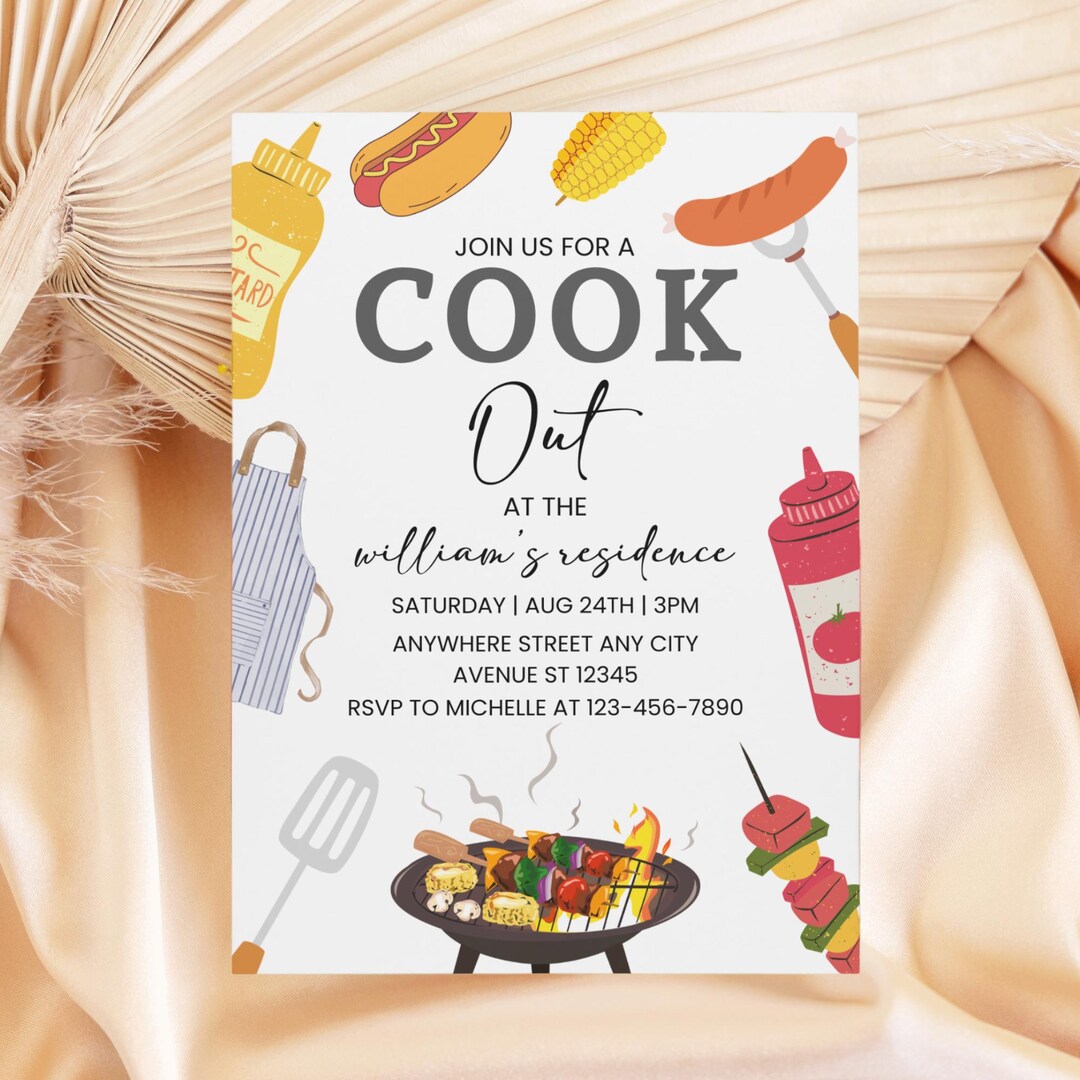 Family Cook Out Party Invitation, Grill and Chill Invitation, Adult BBQ ...