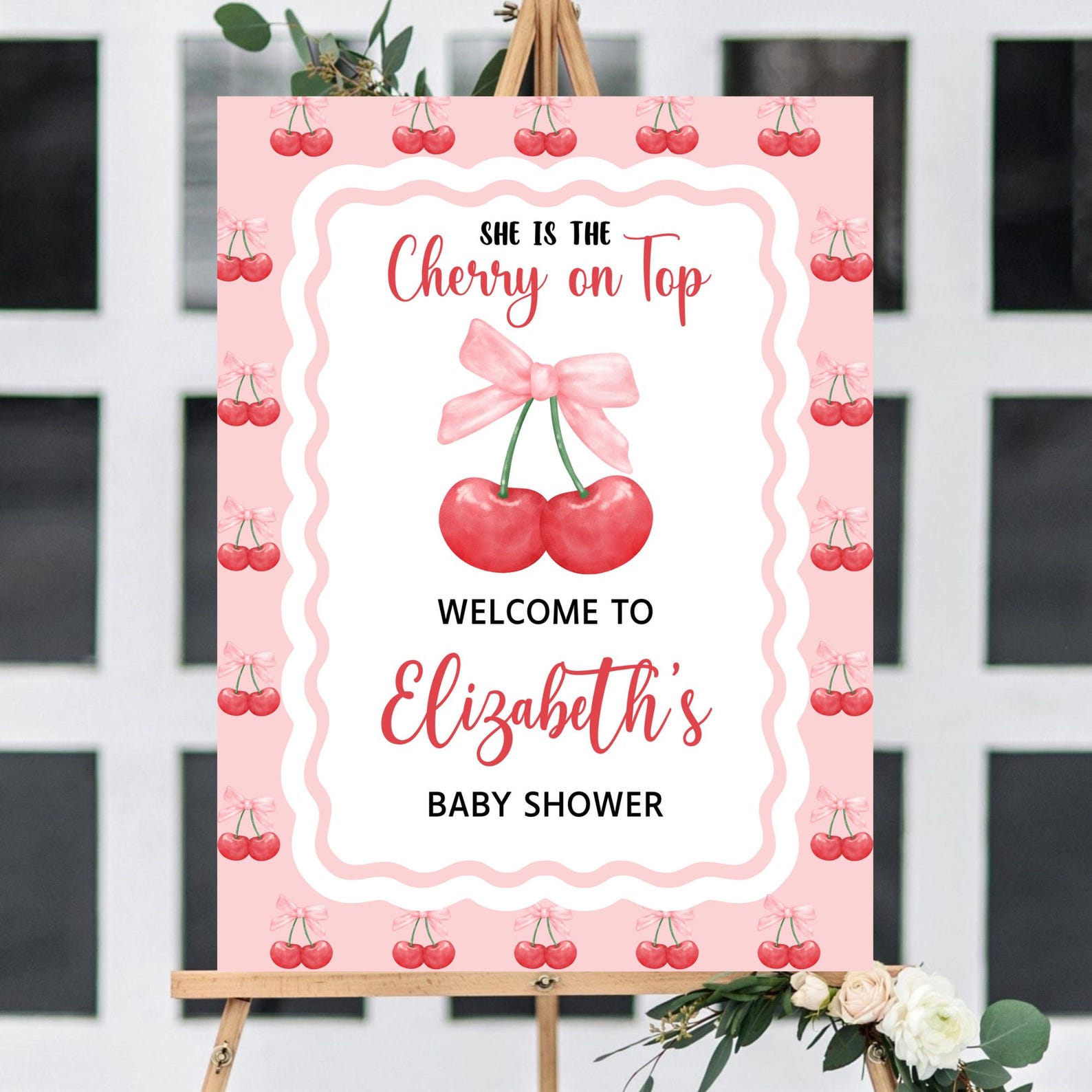 Editable Cherry Baby Shower Welcome Sign, Cherry Shower Sign, Berries ...