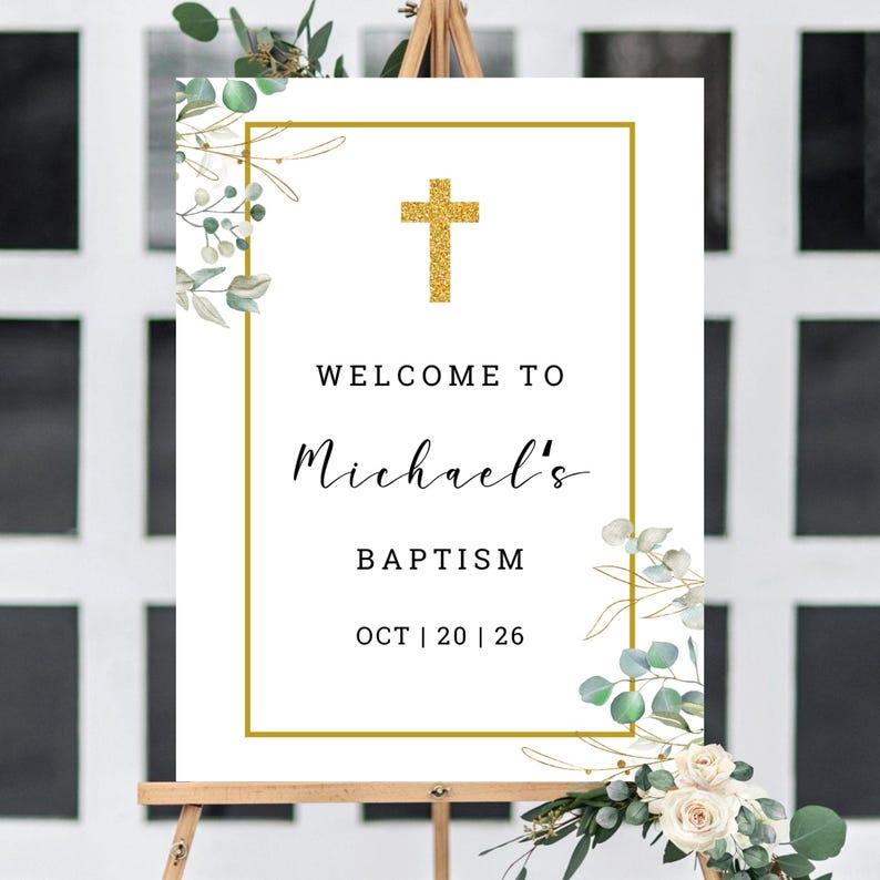 Editable Baptism Welcome Sign, Christening Sign, Baptism Welcome Board ...