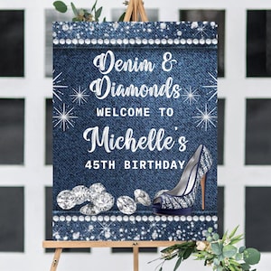 Editable Denim and Diamonds Welcome Sign, Denim & Diamonds Welcome ...