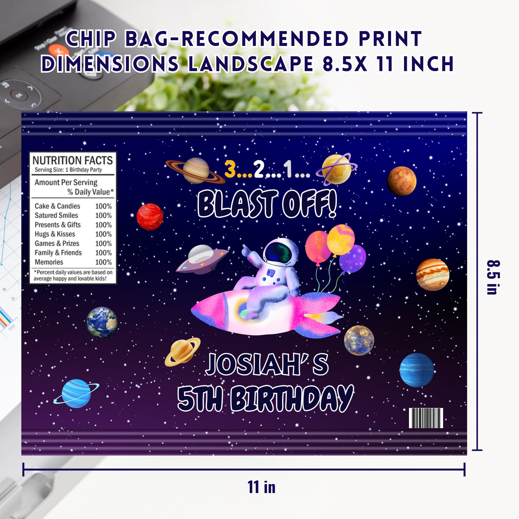 Outer Space Chip Bag Template, Space Theme Chip Bag, Outer Space Chip ...