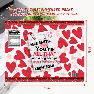 Teacher Valentine's Chip Bag Template, Valentine's Day Treat Bag ...