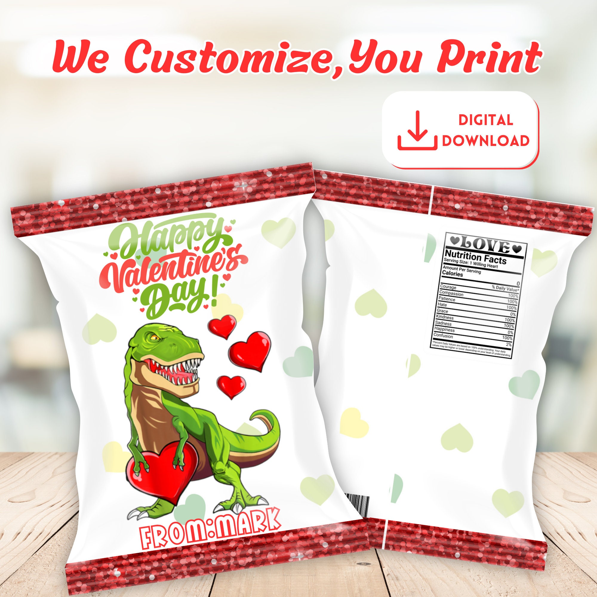 Valentine's Chip Bag Valentine's Day Treats Favor Bag for Valentine's ...