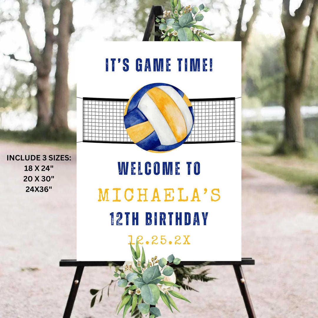 Volleyball Birthday Welcome Sign, Volleyball Birthday Sign, Volleyball ...