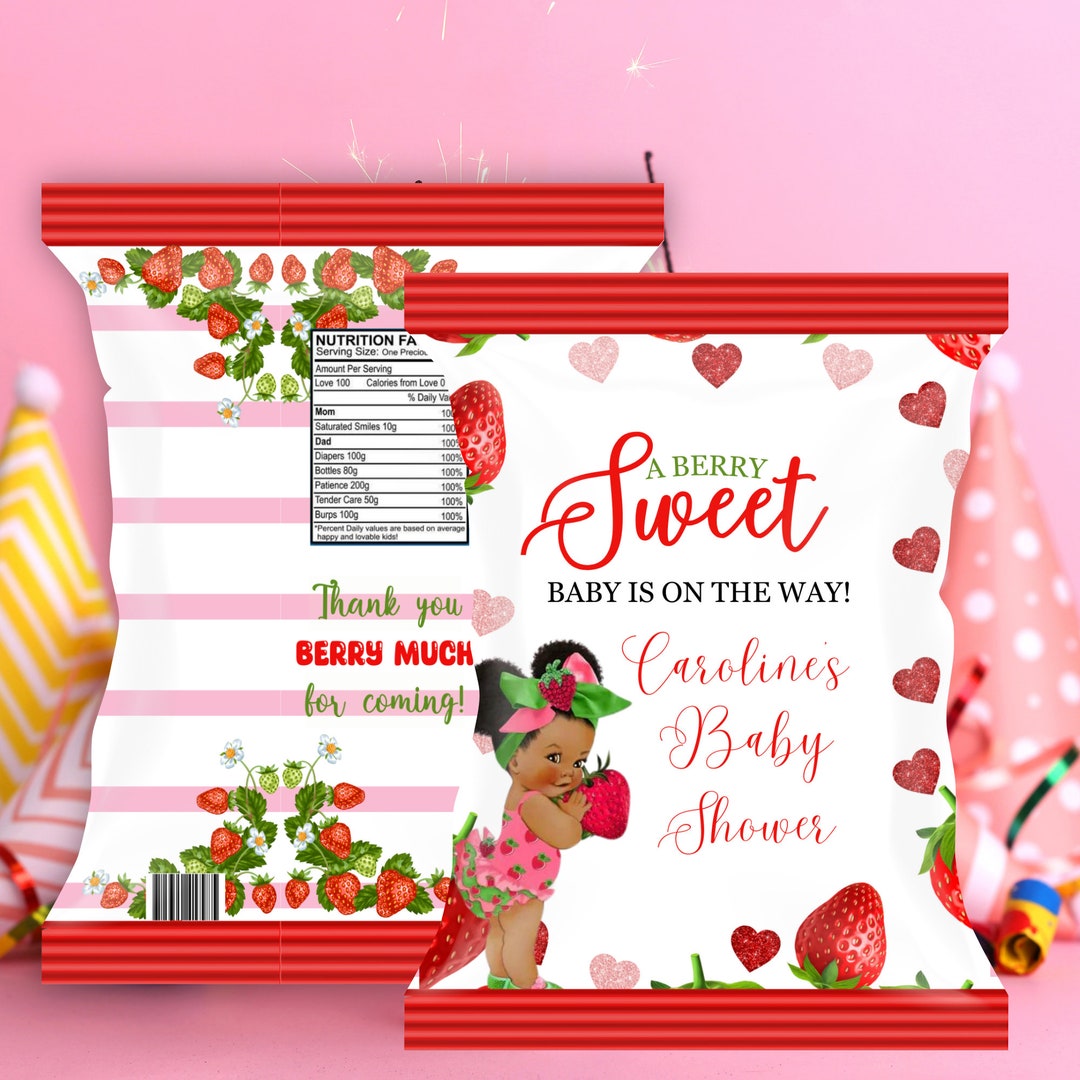 Strawberry Baby Shower Chip Bag ,berry Sweet Baby Shower Decor,berry ...