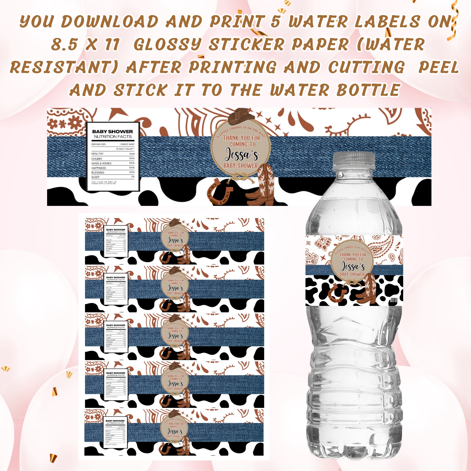 Cowboy Baby Shower Chip Bag Printable Baby Shower Party Favor Bundle ...