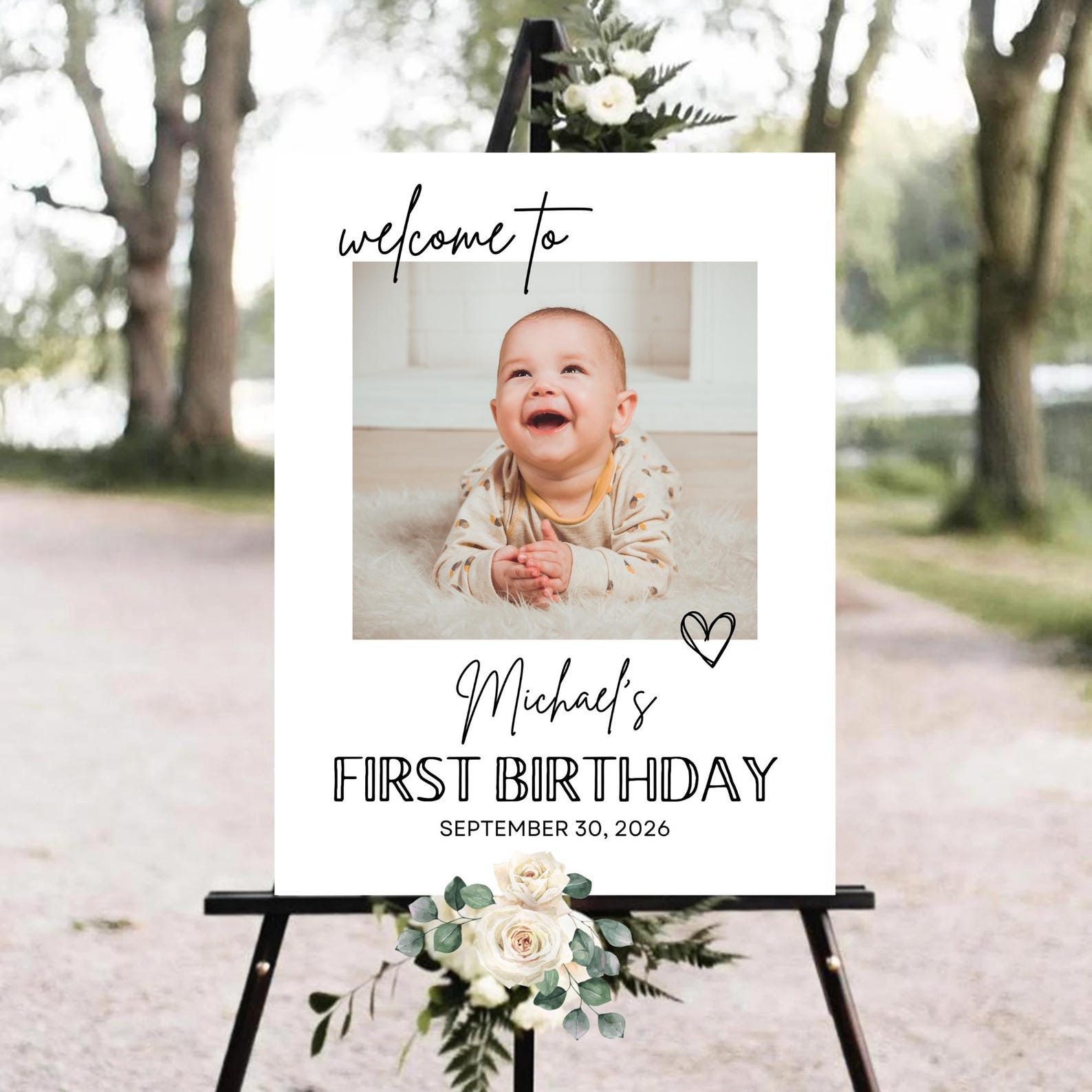Editable First Birthday Welcome Sign, Modern Photo Birthday Welcome ...