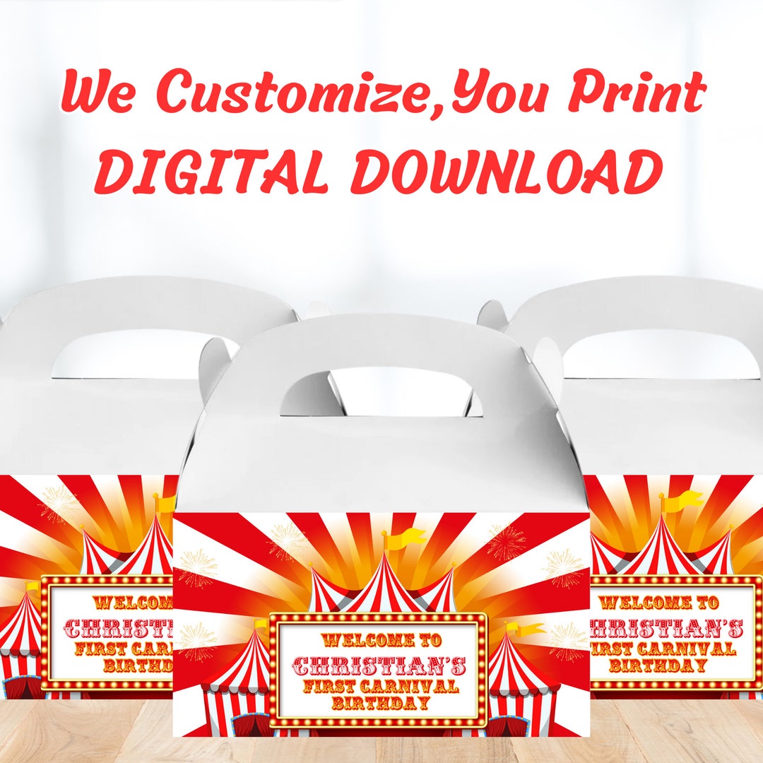 Circus Gable Box Label Carnival Gable Box Label for Kids Birthday ...