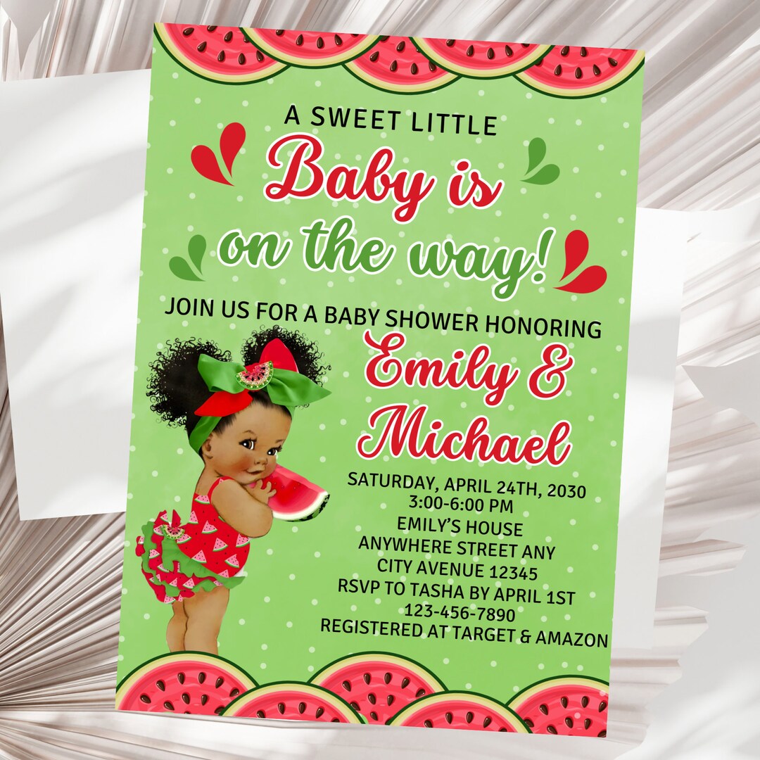 Watermelon Baby Shower Invitation, A Sweet Little Baby is on the Way ...