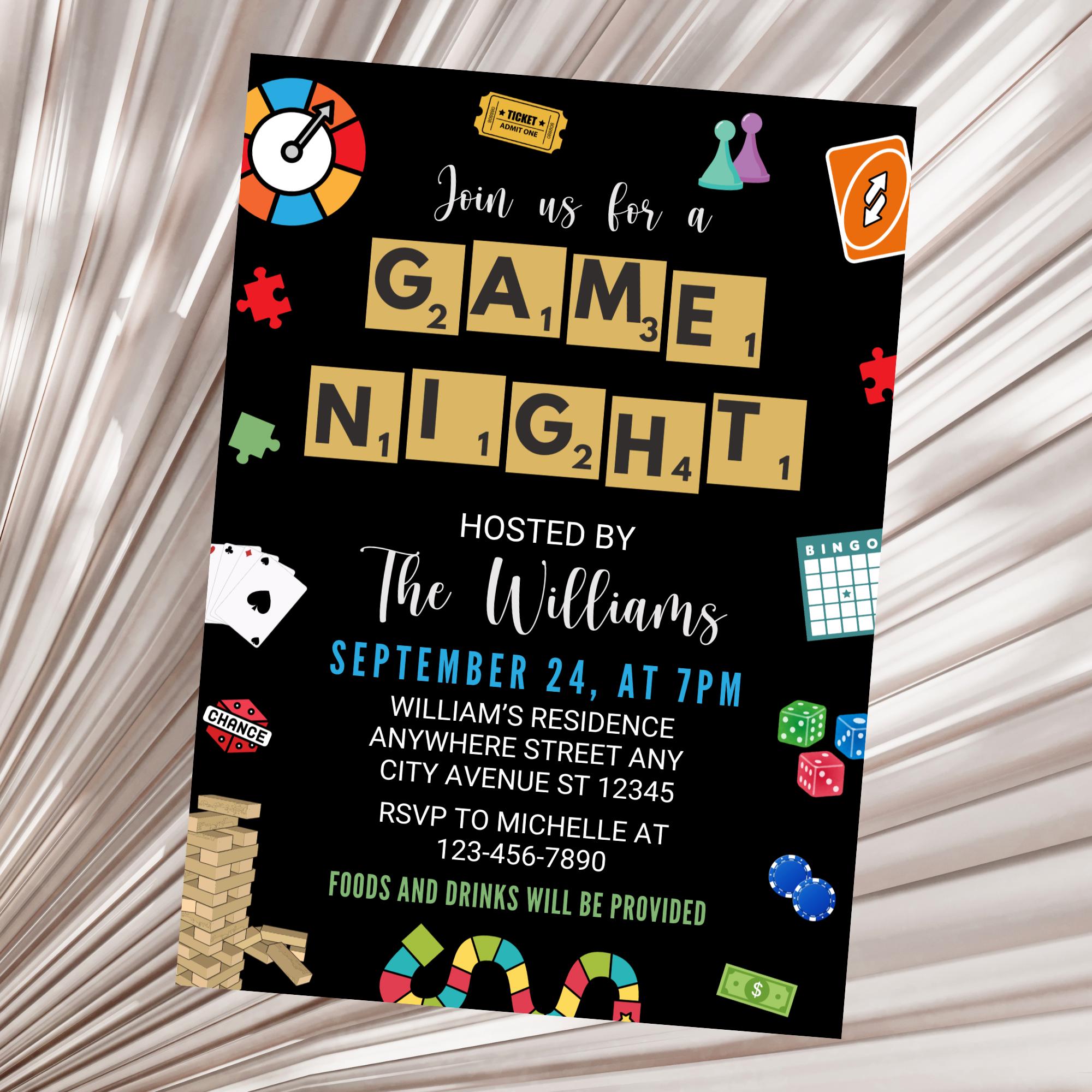 Editable Game Night Invitation, Adult House Party Invite, Adult Game ...