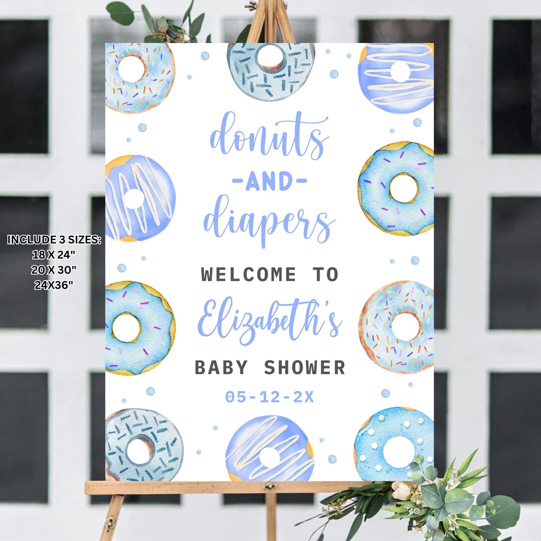 Editable Donuts and Diapers Welcome Sign, Donuts and Diapers Baby ...