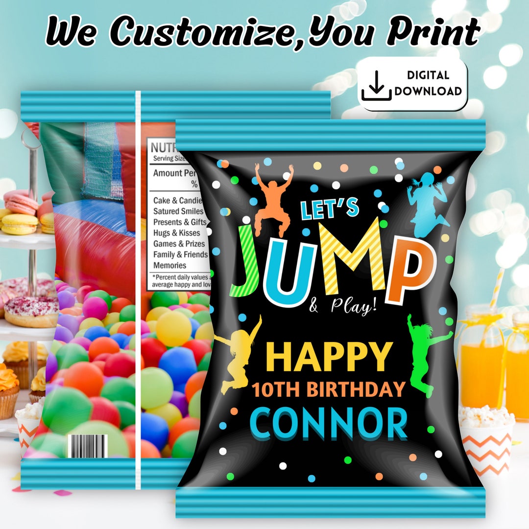 Jump Birthday Party Chip Bag Trampoline Party Chip Bag Favor Bounce ...