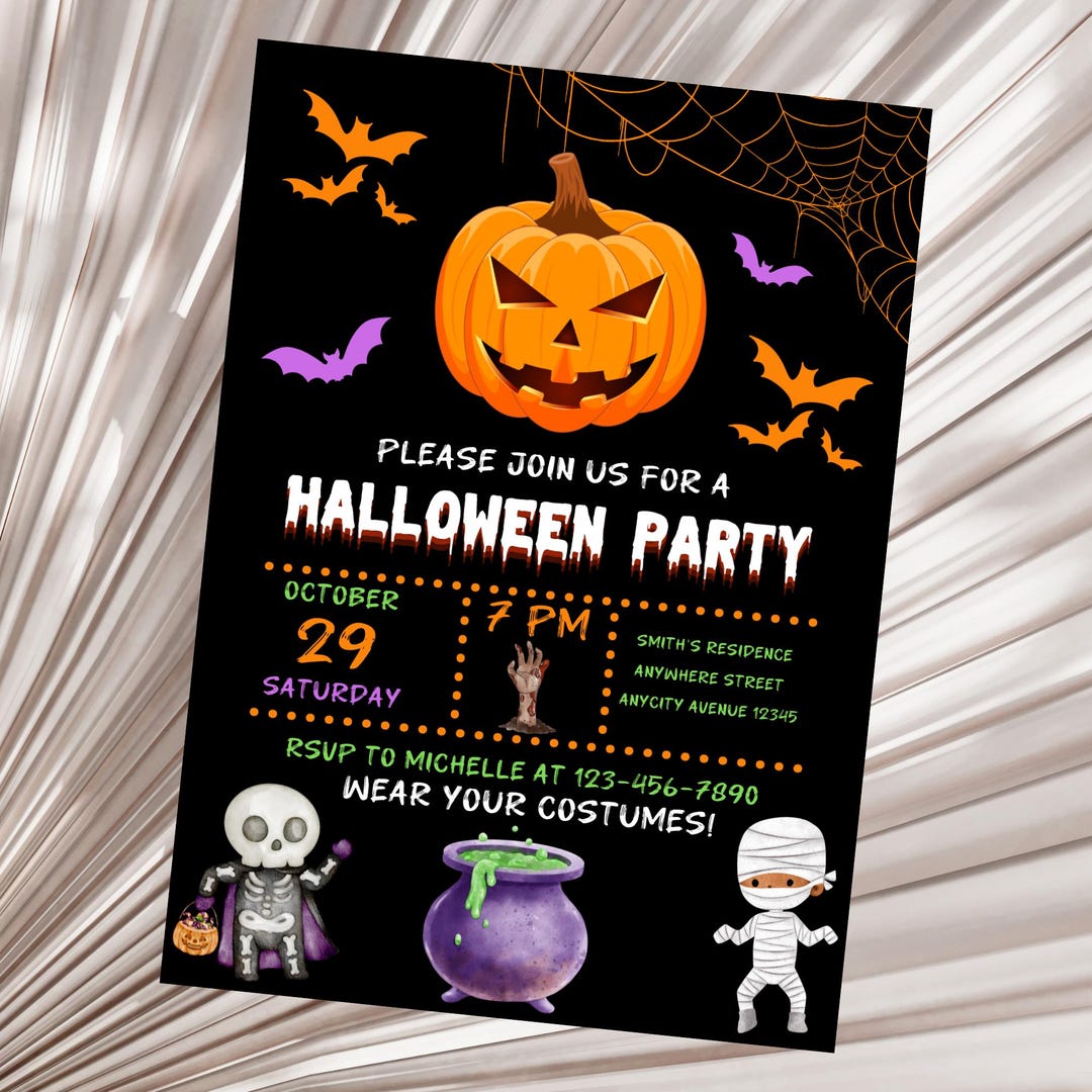 Editable Halloween Party Invitation, Halloween Party Invite, Spooky ...