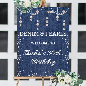 Denim and Pearls Welcome Sign, Denim & Pearls Welcome Board, Denim and ...