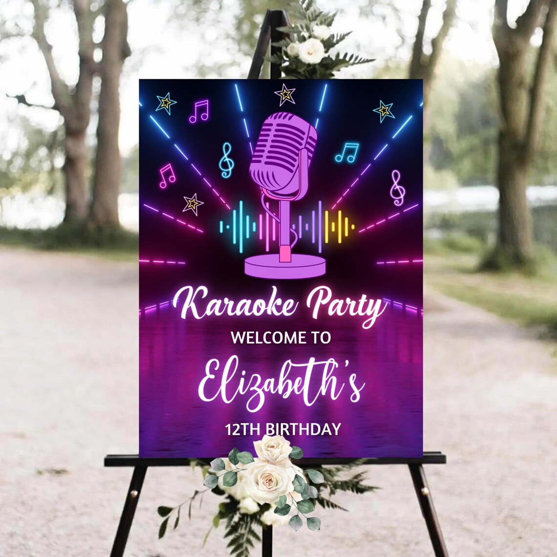Editable Karaoke Birthday Welcome Sign, Music Party Birthday Welcome ...