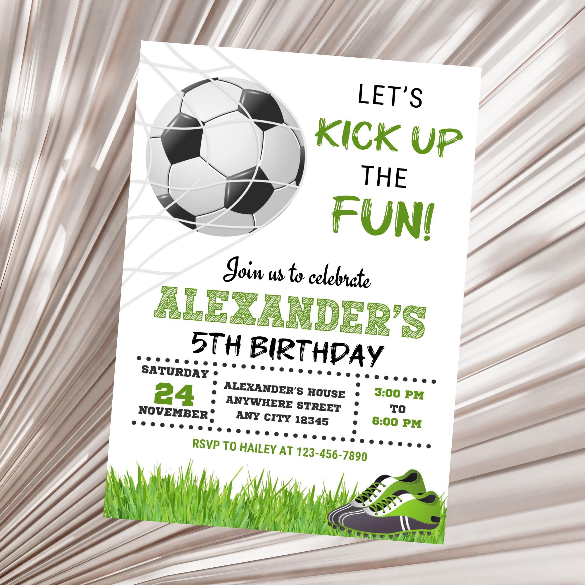 Editable Soccer Birthday Invitation, Soccer Party Invitation, Soccer ...