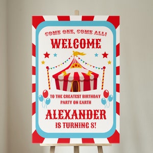 Editable Carnival Birthday Welcome Sign,circus Birthday Welcome Board ...