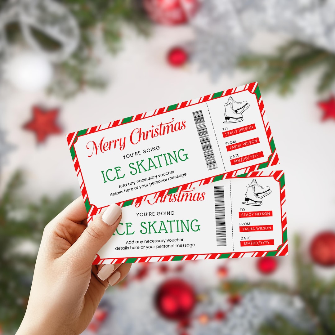 Christmas Ice Skating Ticket, Ice Skating Gift Voucher, Skating Ticket ...