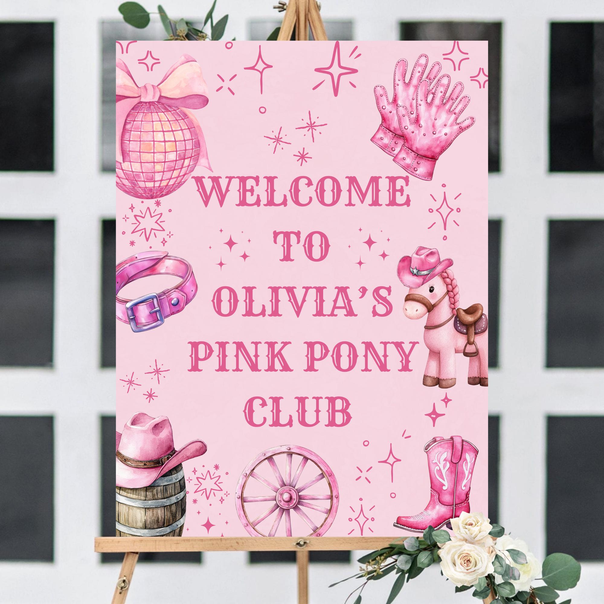 Pink Pony Club Birthday Welcome Sign, Cowgirl Birthday Sign, Pink ...