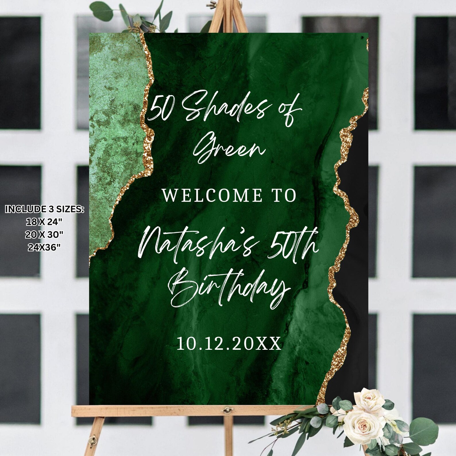 Shades of Green Welcome Sign, Shades of Green Birthday Sign, Adult ...