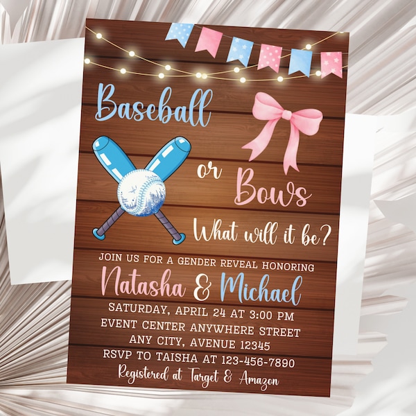 Baseball Gender Reveal Invitation - Etsy